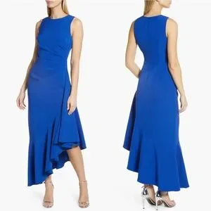 Eliza J | Dresses | New Eliza J Cobalt Blue Asymmetrical Ruffle Hem ...